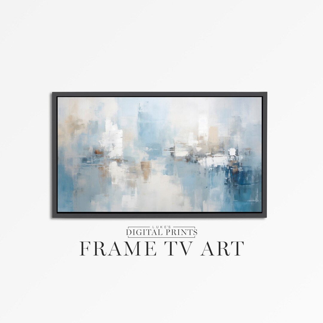 Samsung Frame TV Abstract Art - Textured Blue Oil Painting DIGITAL ...