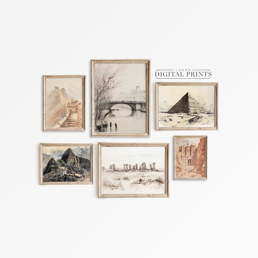 Historical Landmark Art Print Set of 6 - Digital Download Collection ...