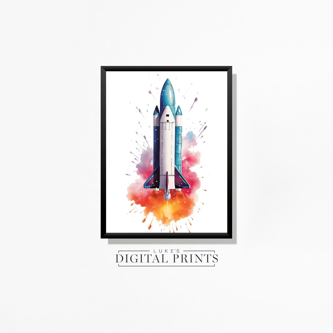 Rocket Ship Art Print - Digital Download Poster - Spaceship Launch ...