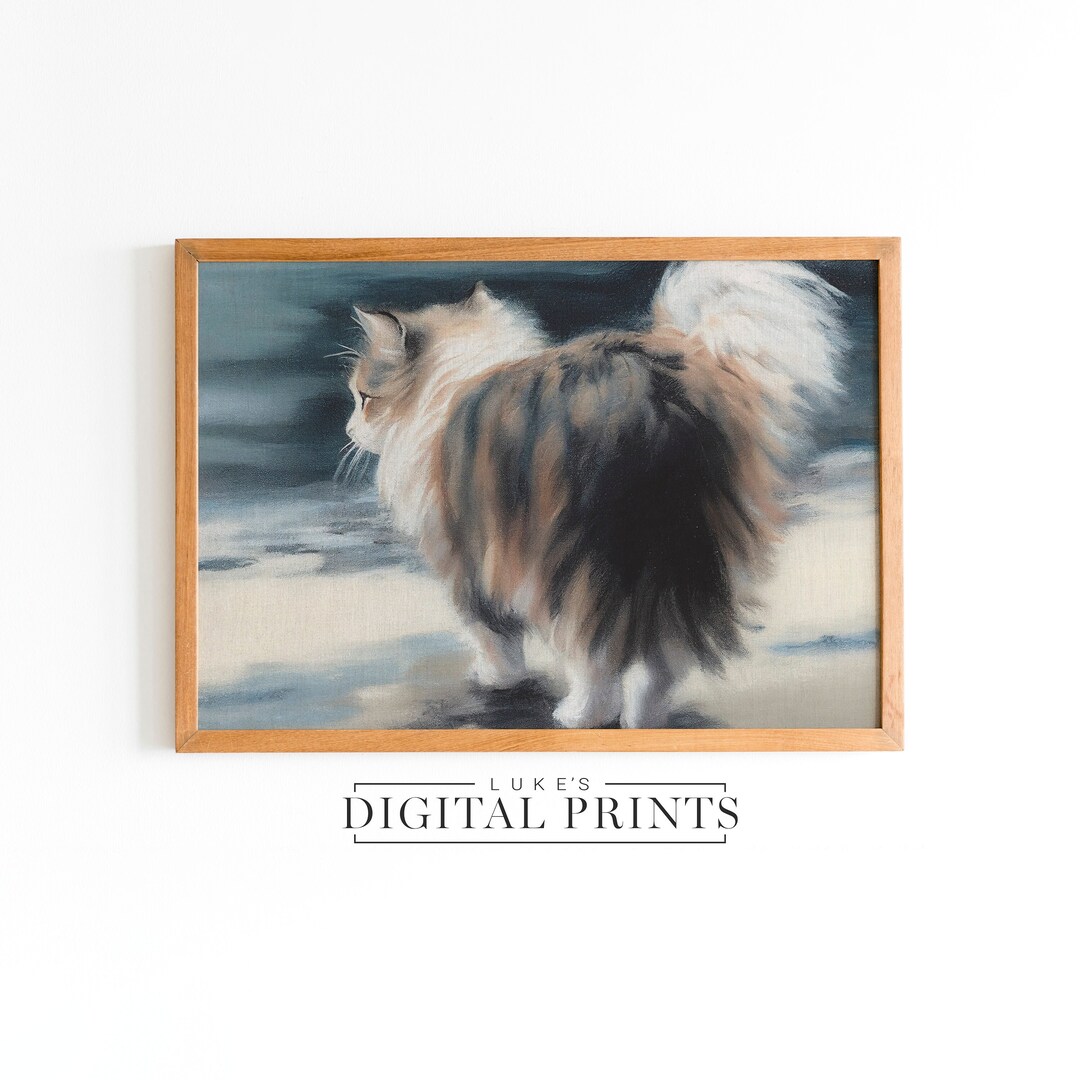 PRINTABLE Cat Art Painting Digital Print Download Moody Cat Walking Artwork Pet Aesthetic Print ...