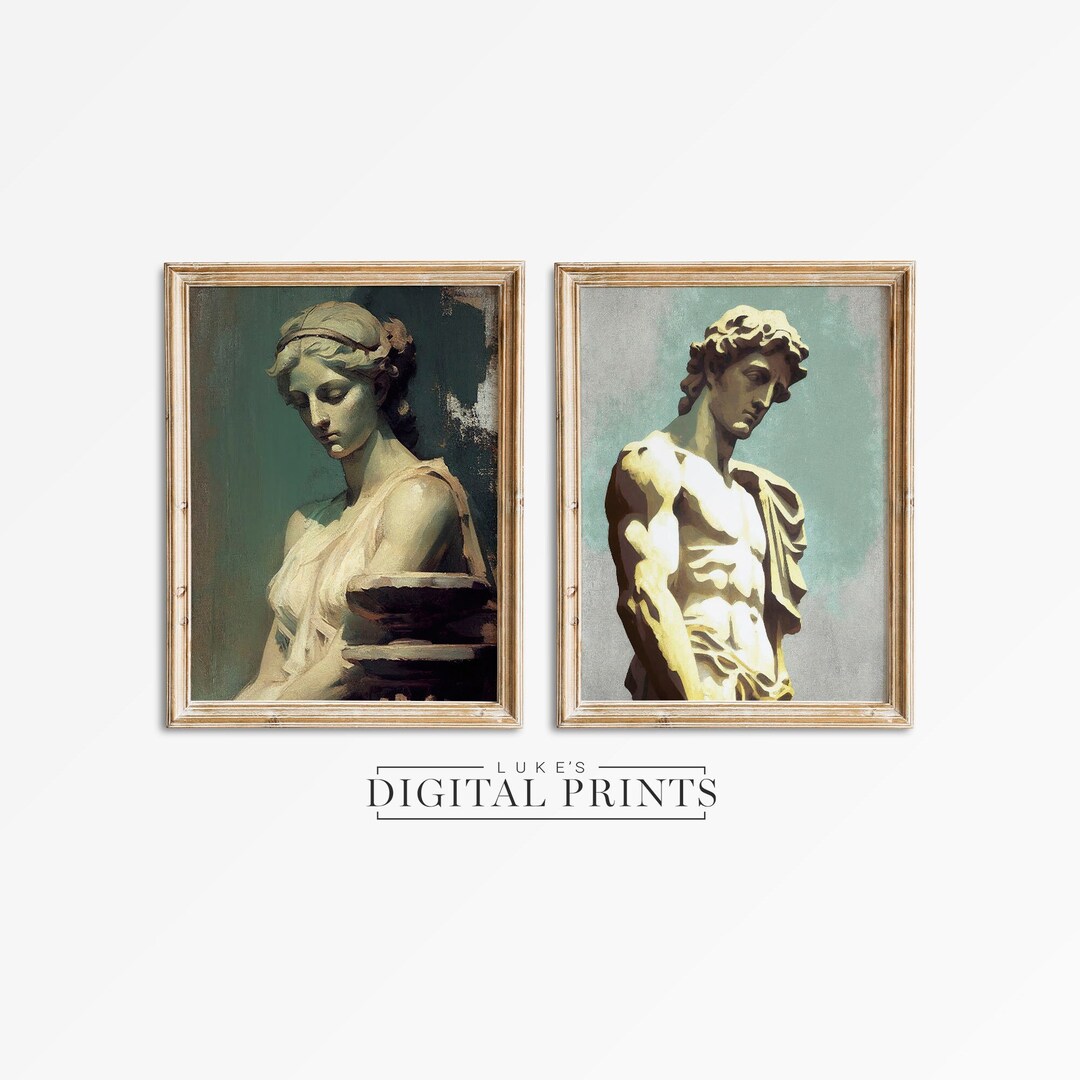 Classical Statue Oil Painting Set of 2 - Digital Print Downloads ...