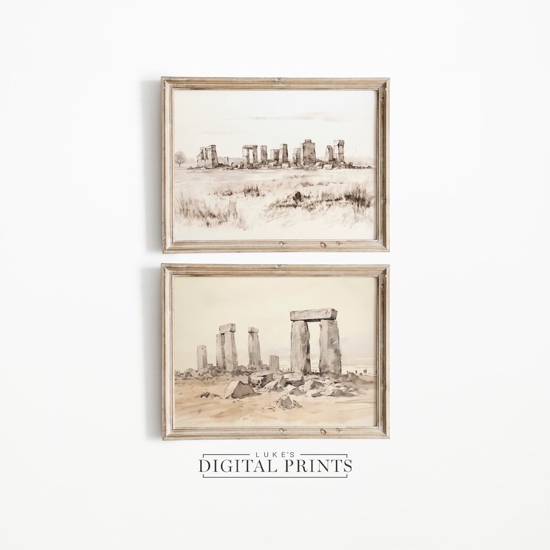 Stonehenge PRINTABLE Artwork Set of 2 - Digital Download Bundle ...