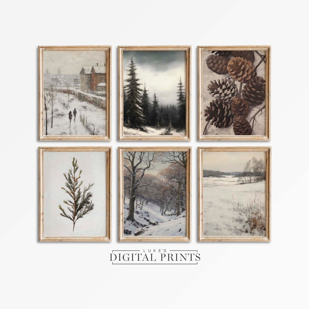 Vintage Winter Art Collection PRINTABLE Decor Set of 6 - Digital Print ...