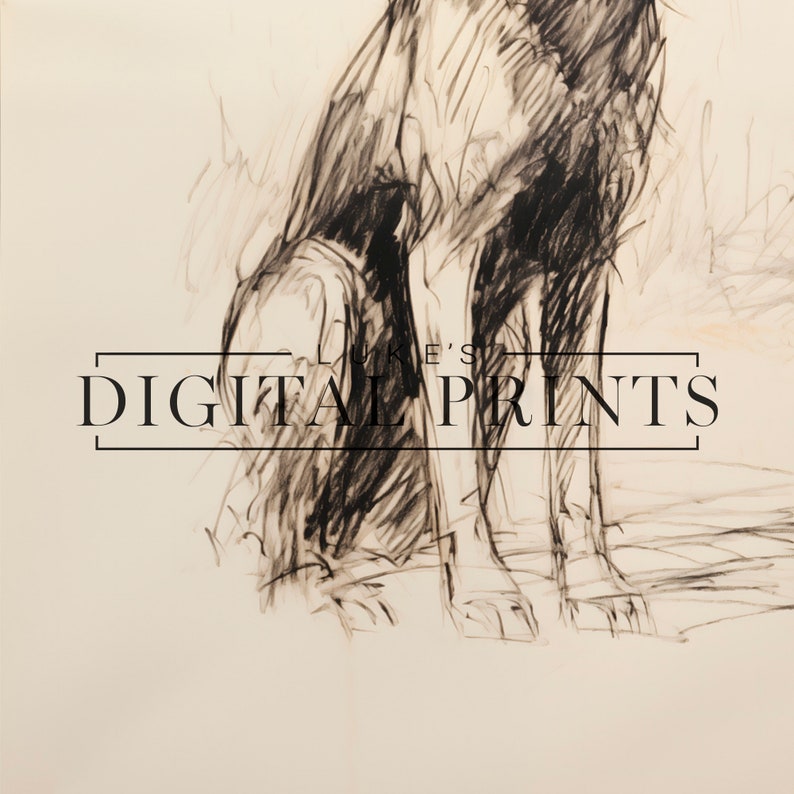 Sitting Big Dog Portrait Drawing - Digital Art Print Download - German ...