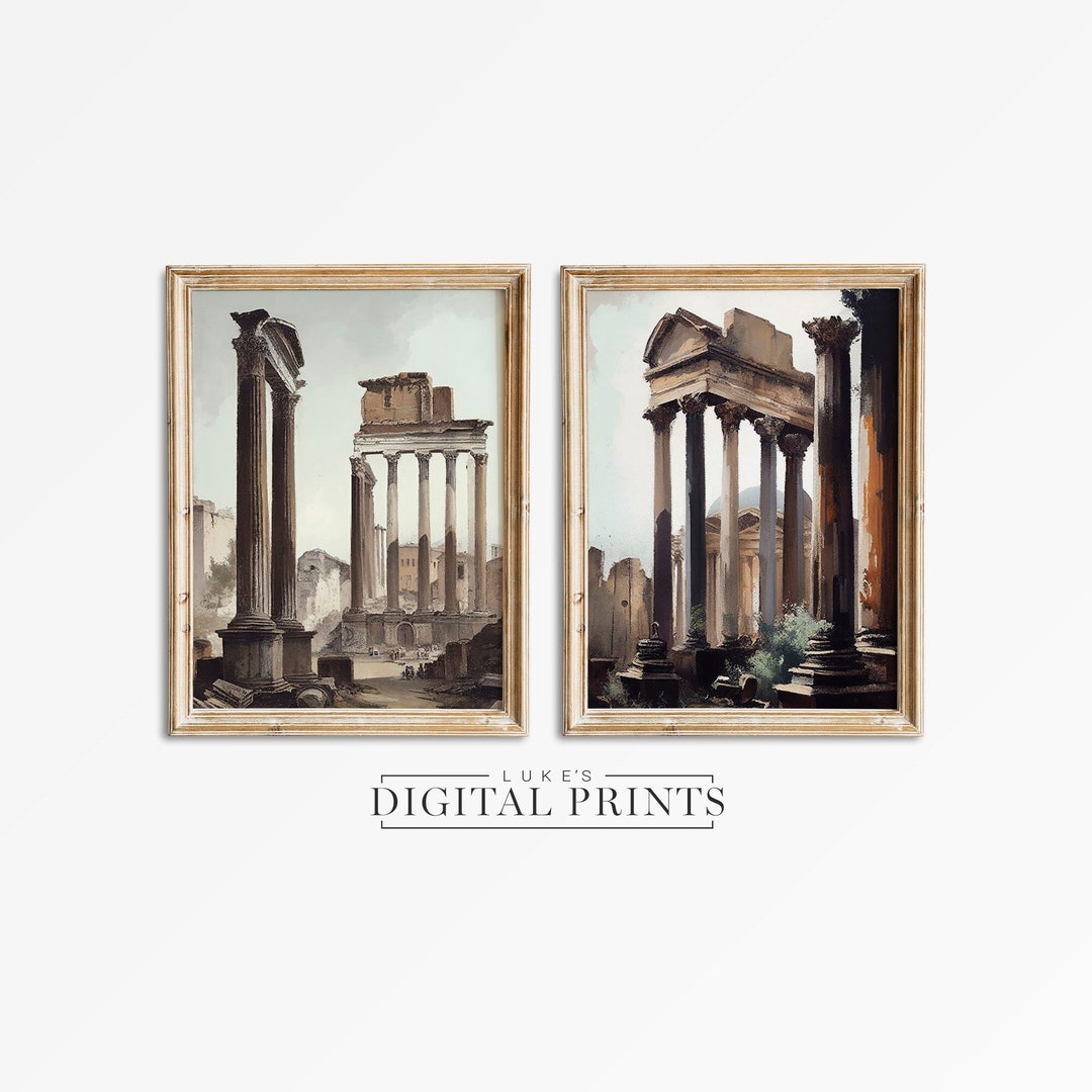 Ancient Rome Architecture Art Print Set of Two - Digital Painting ...
