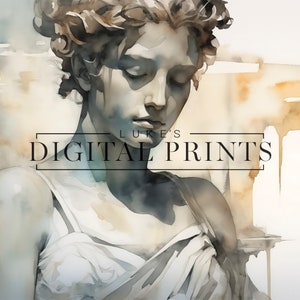 Ancient Rome Statue Watercolor Print - Digital Art Download - Neutral ...