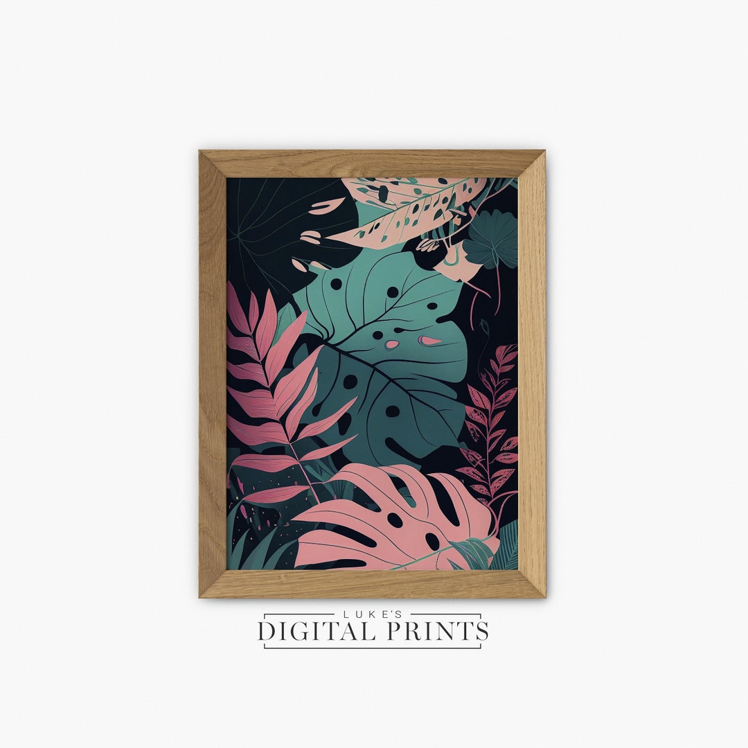 Abstrakte Blumen Digitaldruck botanische Wandkunst minimalistisches ...