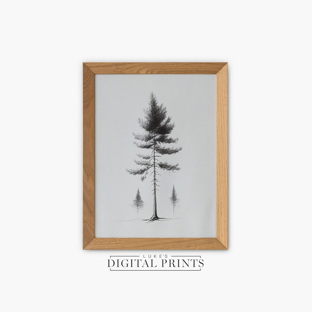 Neutral Tree Drawing Digital Print Download Antique Pencil Sketch Wall ...