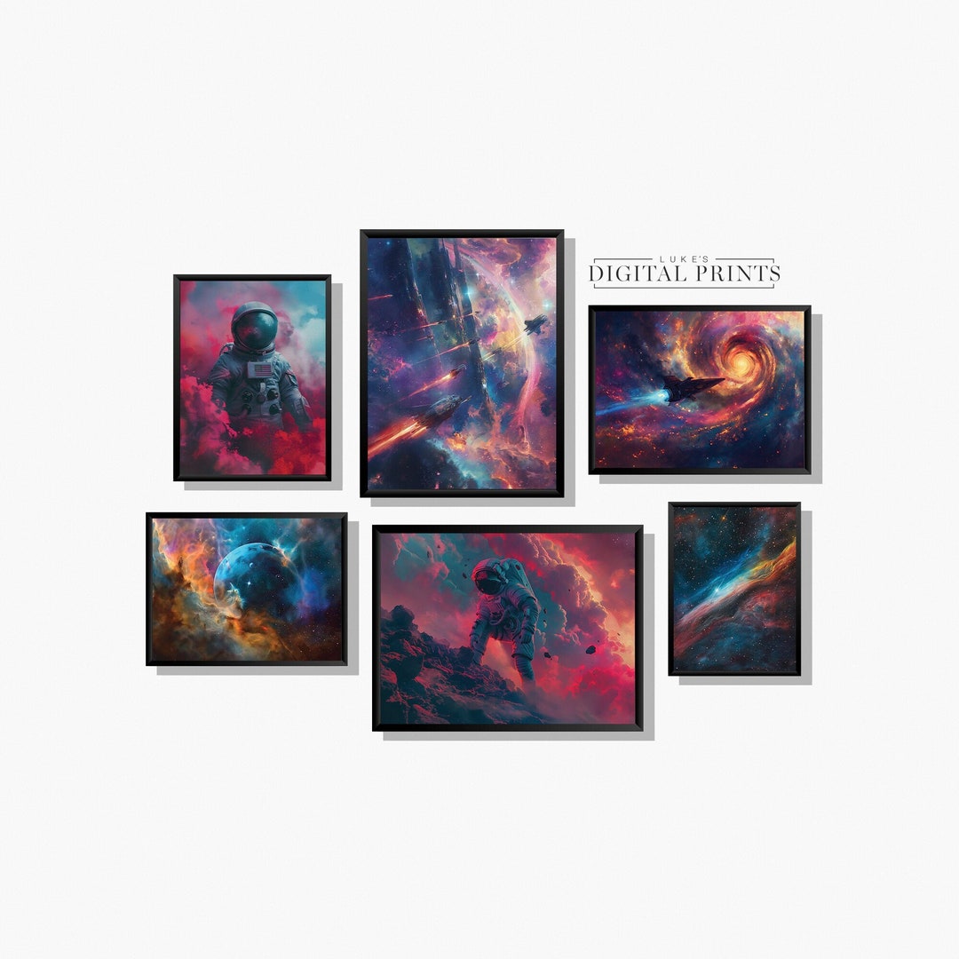 Moody Space Poster Collection - Digital Print Download Set of 6 - Pink ...