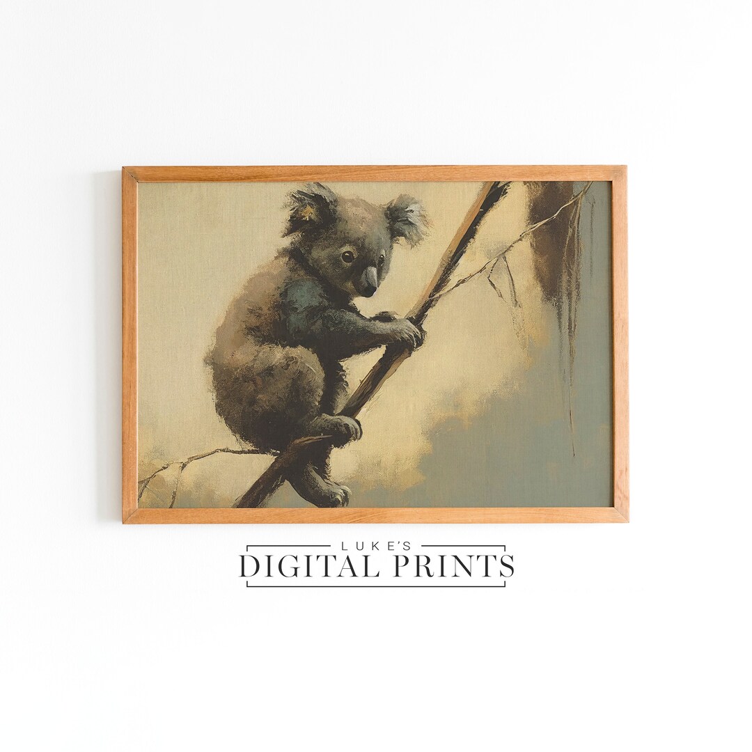 Australian Koala Oil Painting - Digital Print Download - Rustic ...