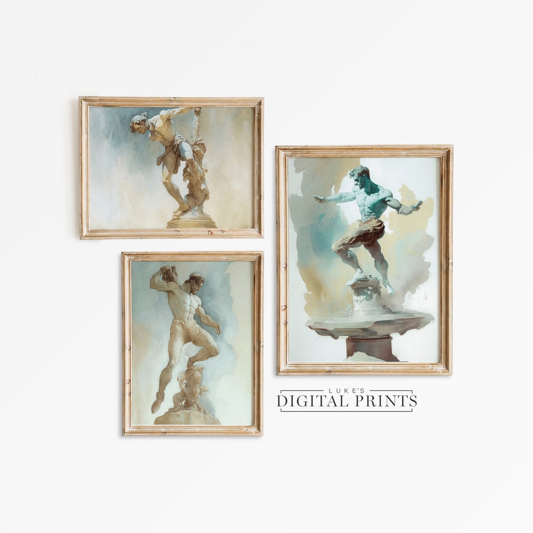 Ancient Greek Sculpture Watercolor Print Set of 3 Digital Art Downloads ...