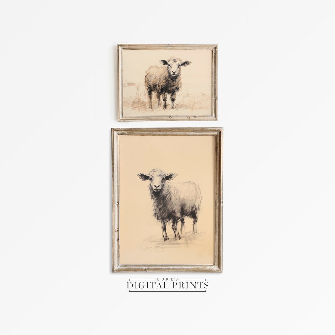 Rustic Sheep Art Prints - Digital Download Set of 2 - PRINTABLE Farm ...