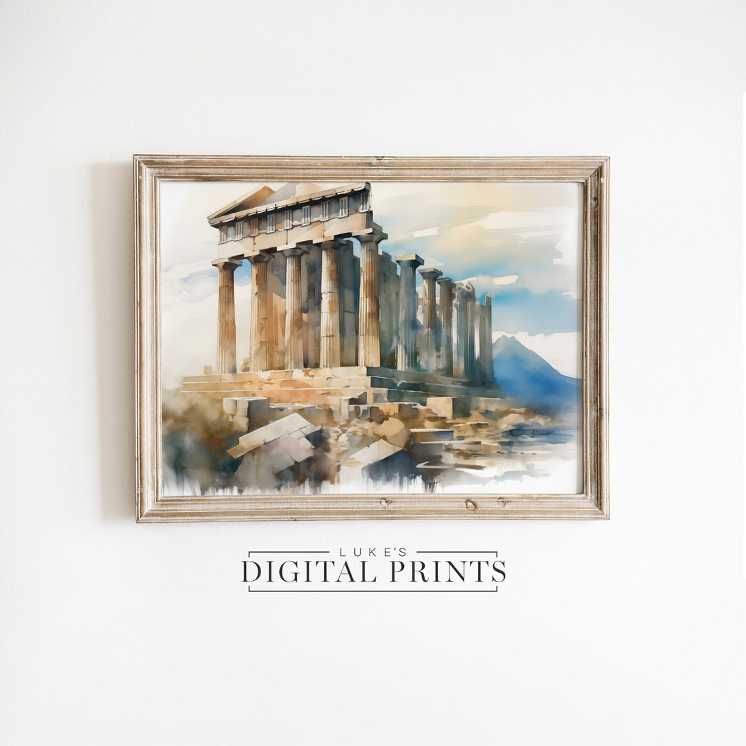 Ancient Greek Temple Print - Digital Painting Download - Roman ...