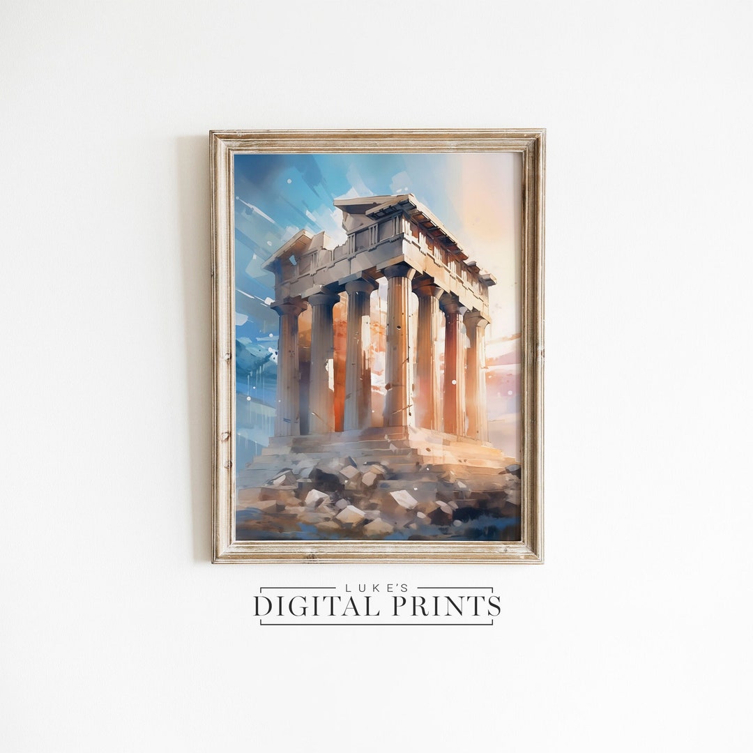 Classical Greek Temple Art Print - Digital Painting Download - European ...