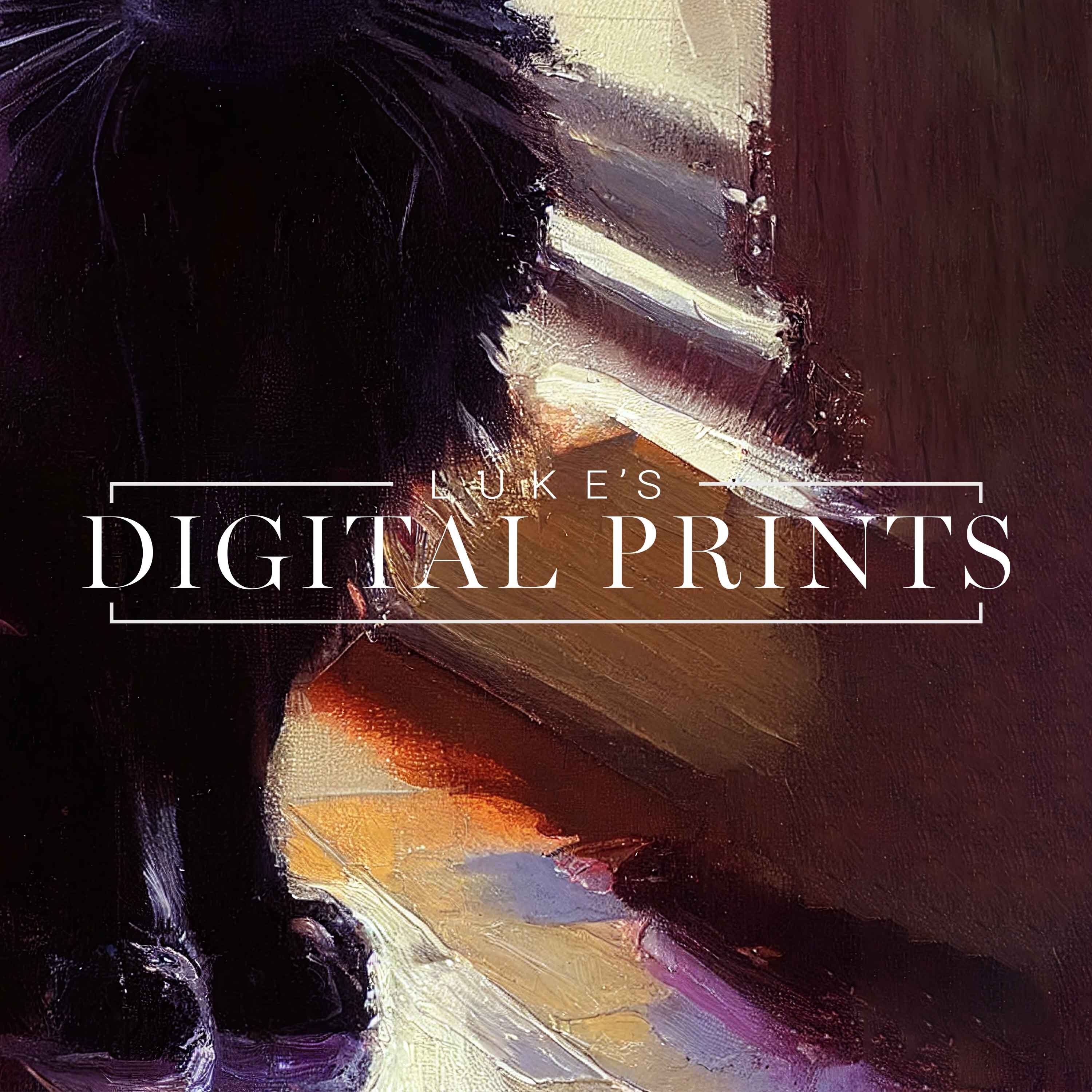 PRINTABLE Black Cat Dark Art Painting Digital Print Download - Etsy
