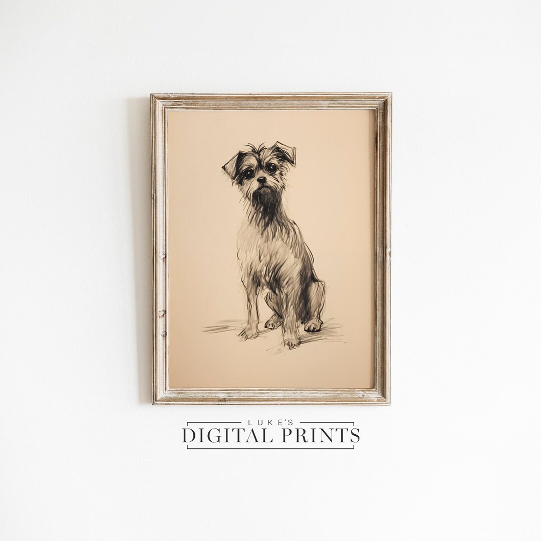 Yorkshire Terrier Portrait Drawing Print - Digital Art Download ...