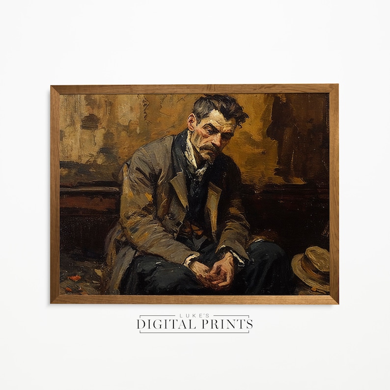 PRINTABLE Moody Portrait Oil Painting of Man - Digital Print Download ...