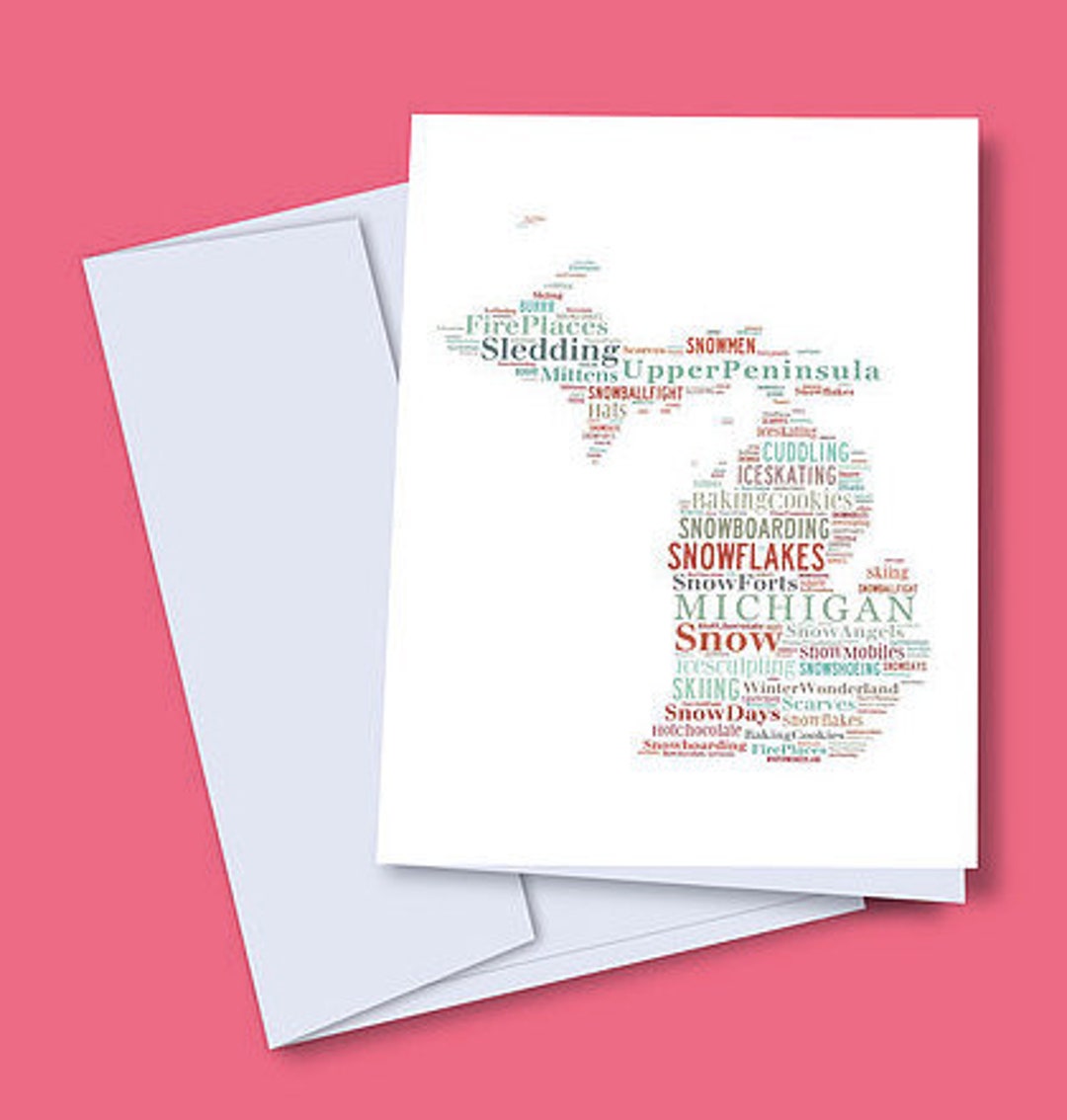 Winter 'michigan Words" Card - Etsy
