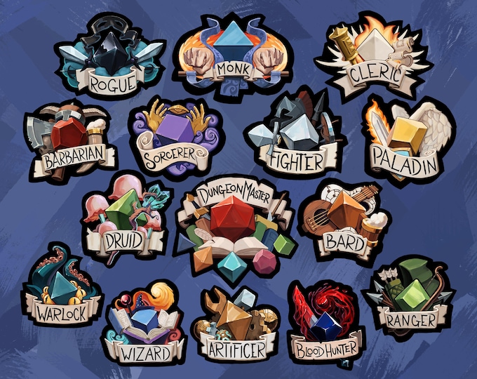 Dnd Class Stickers Vinyl Waterproof Sticker, Class Hit Dice, Dungeons ...