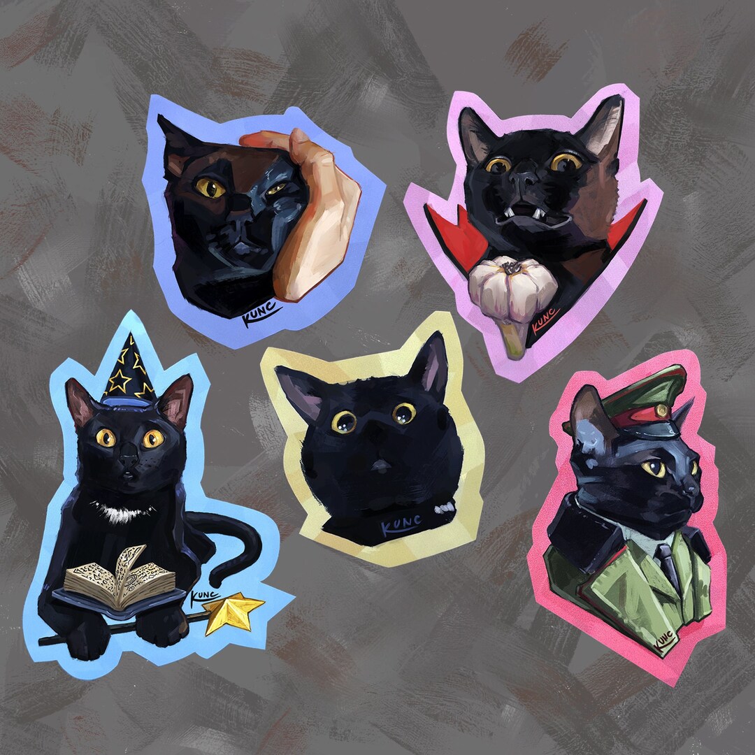 Everything Magical - Black Cat Sticker Set | Cat Sticker Design, Set of ...