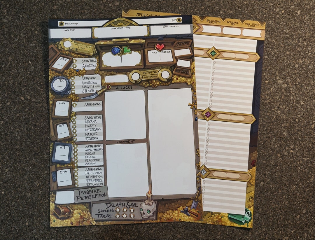 Treasure D&D Character Sheet | Hand Illustrated Rudok's Tavern Themed ...