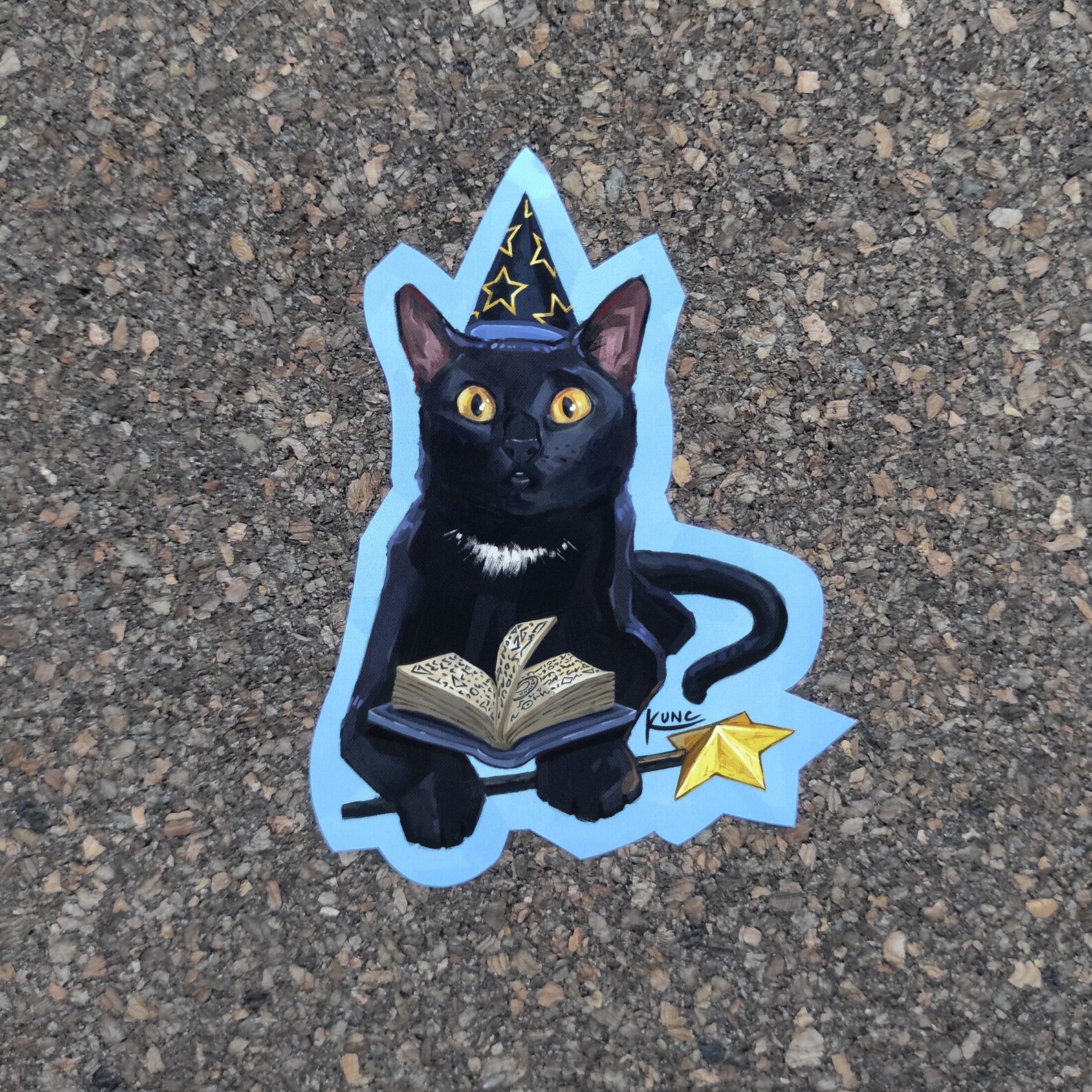 Surprised Magic the Cat Black Cat Sticker Design, Set of Five Cat ...
