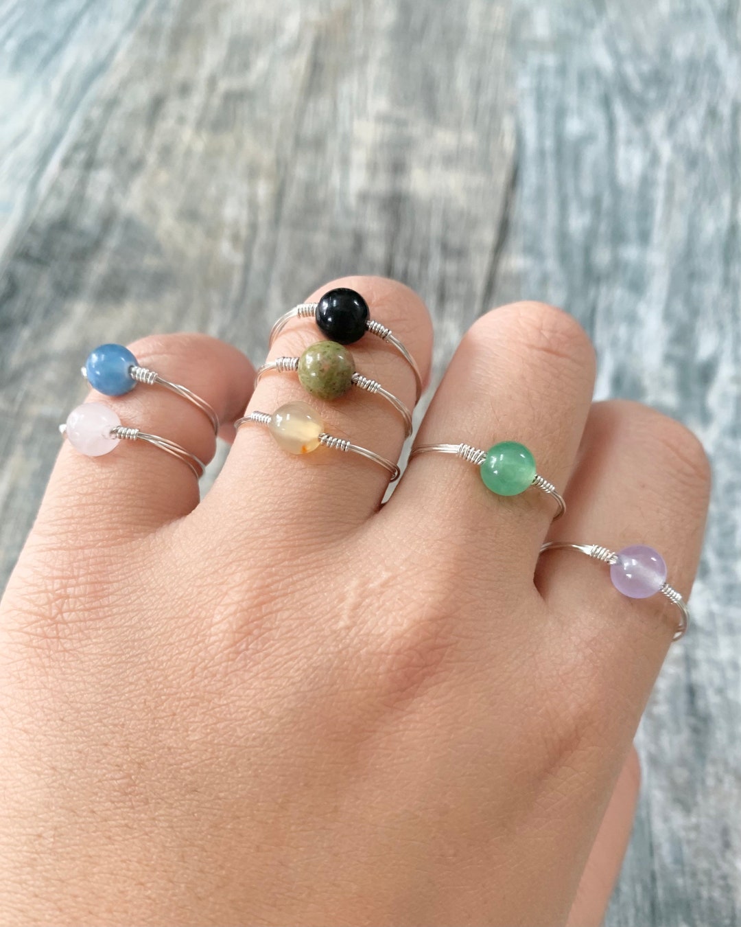 Natural Crystal Stackable Rings - Etsy