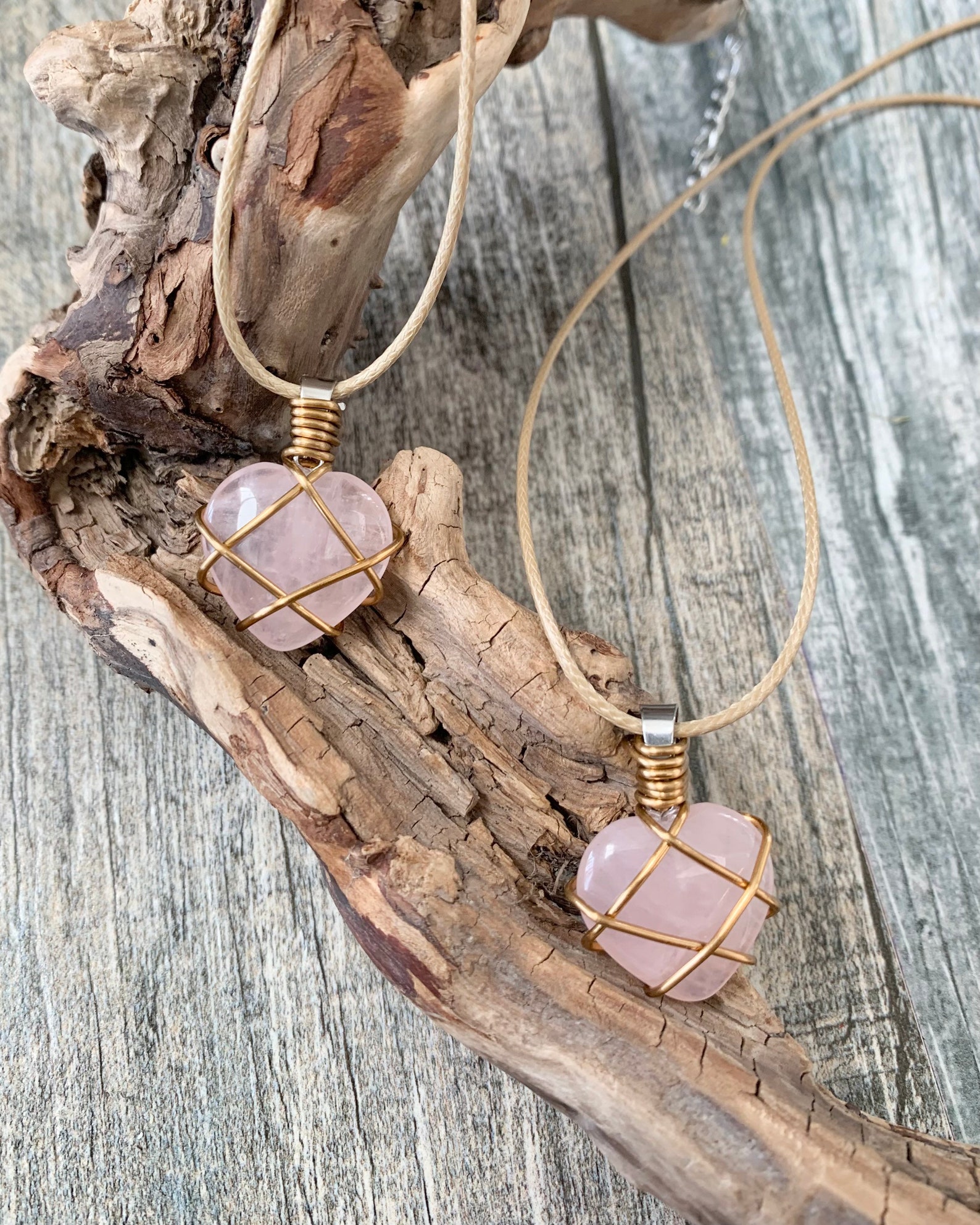 Rose Quartz Diamond Castle Heart Friendship Necklaces Natural | Etsy