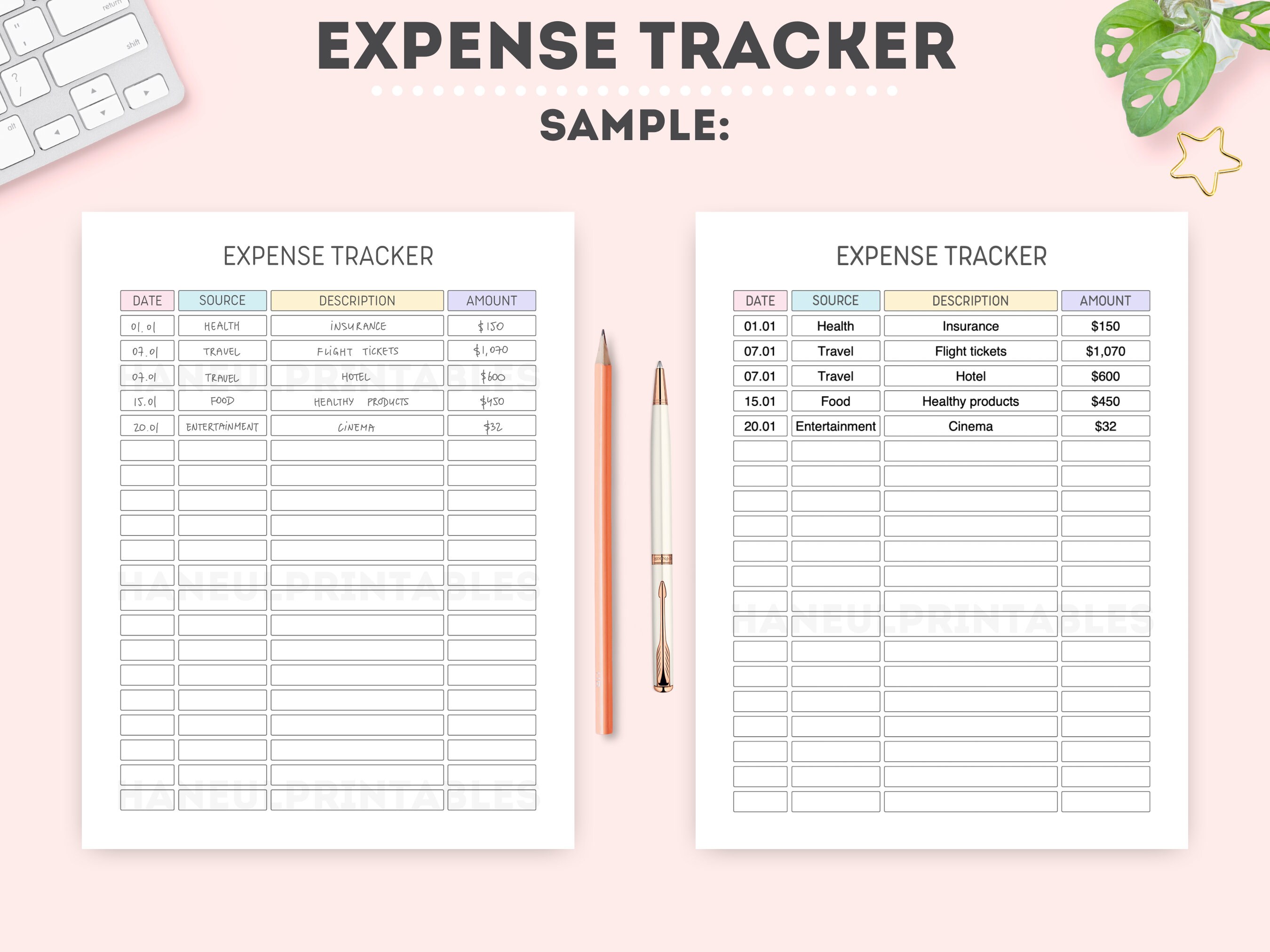 Editable Expense Tracker|printable Expense Log|spending Tracker ...
