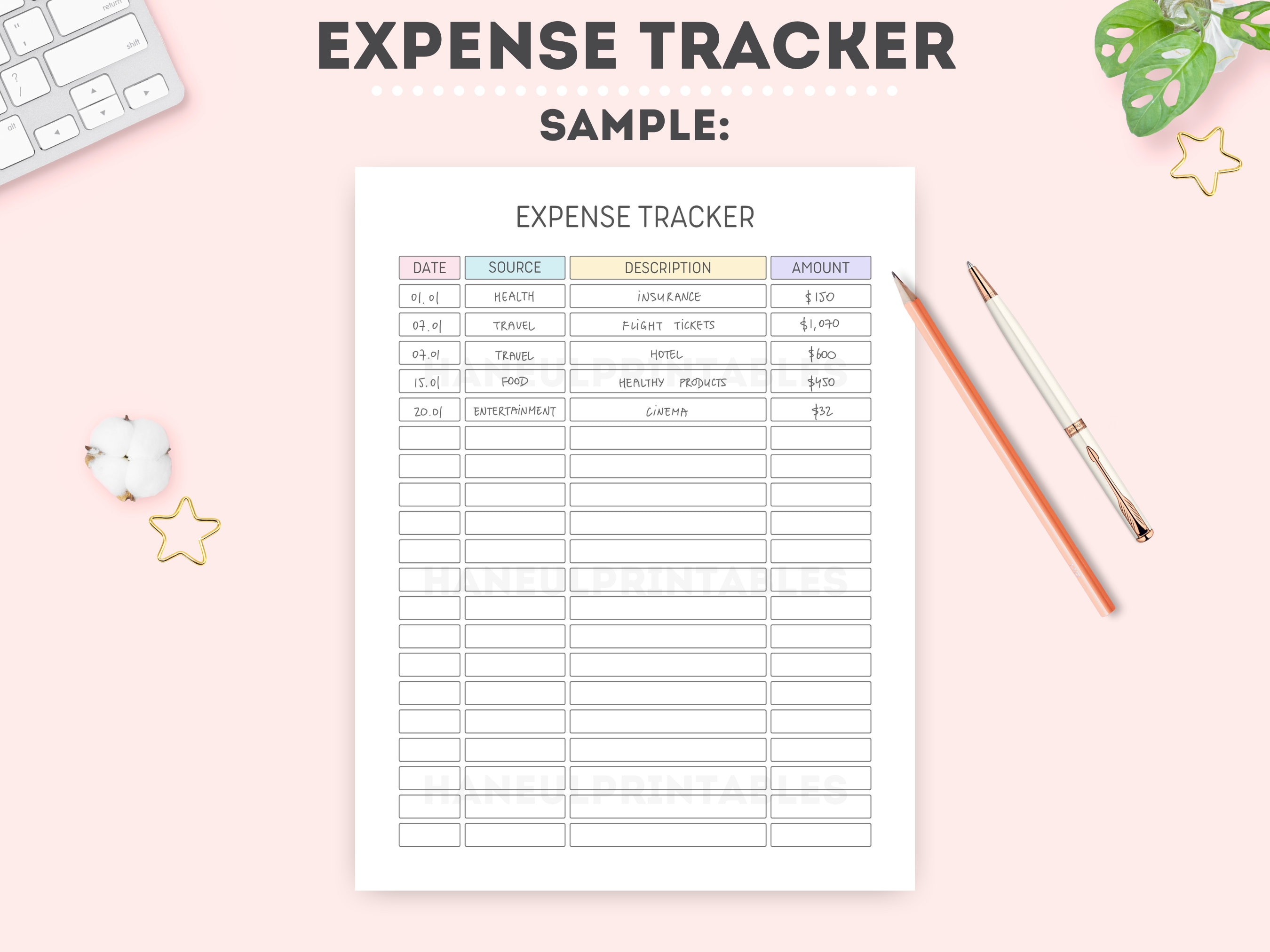 Editable Expense Tracker|printable Expense Log|spending Tracker ...