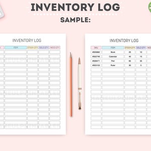 Editable Inventory Log|printable Inventory Tracker|inventory List ...