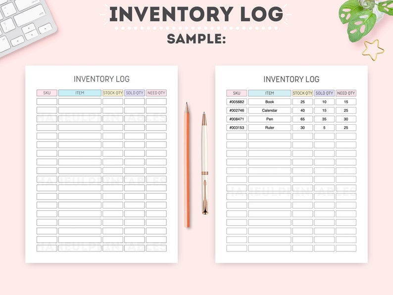 Editable Inventory Log|printable Inventory Tracker|inventory List ...