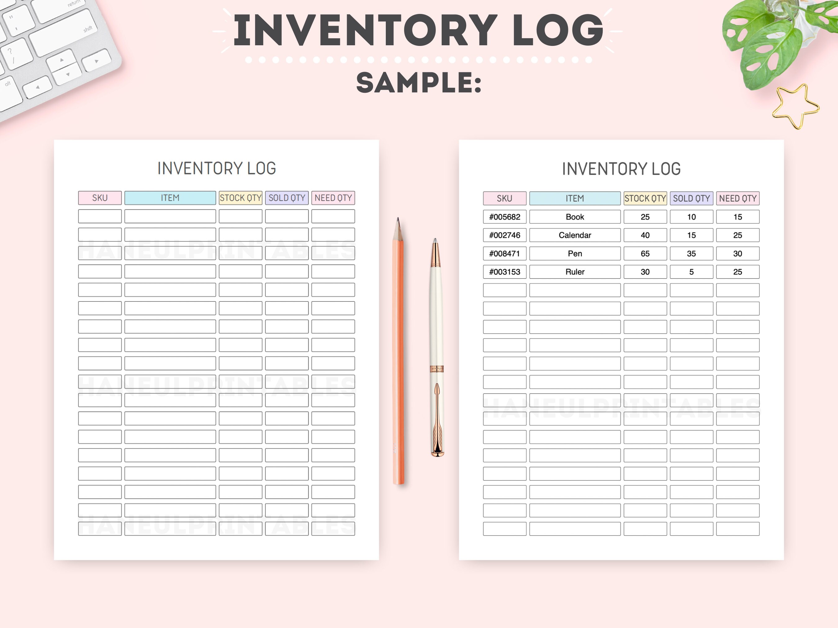 Editable Inventory Log|printable Inventory Tracker|inventory List ...
