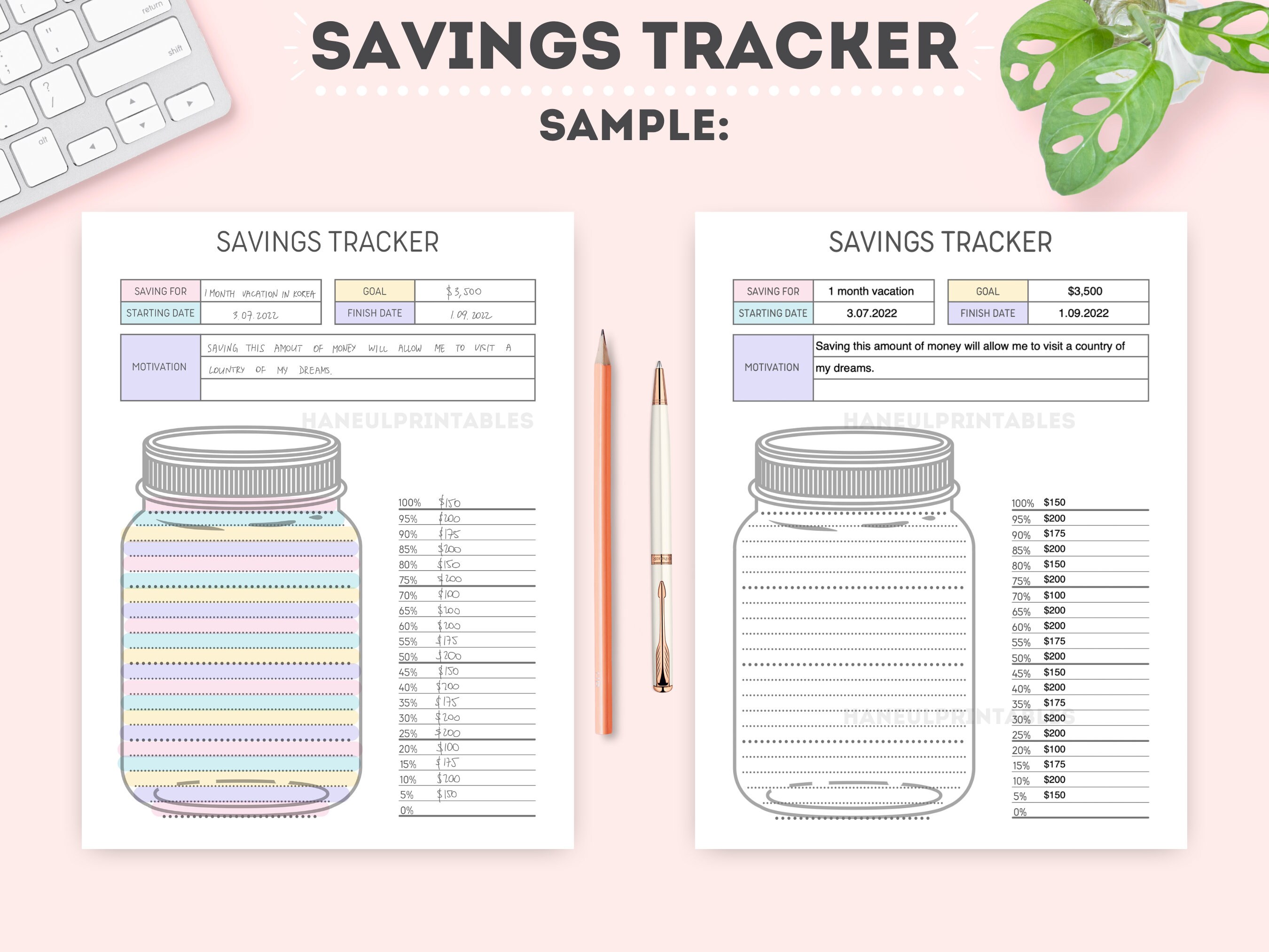 Editable Mason Jar Savings Trackereditable Savings Logmoney - Etsy