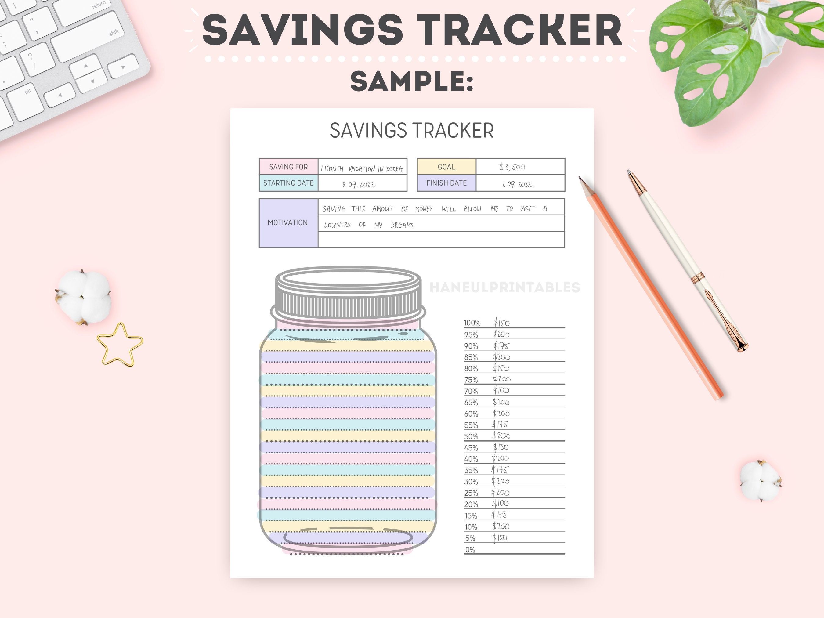 Editable Mason Jar Savings Trackereditable Savings Logmoney - Etsy