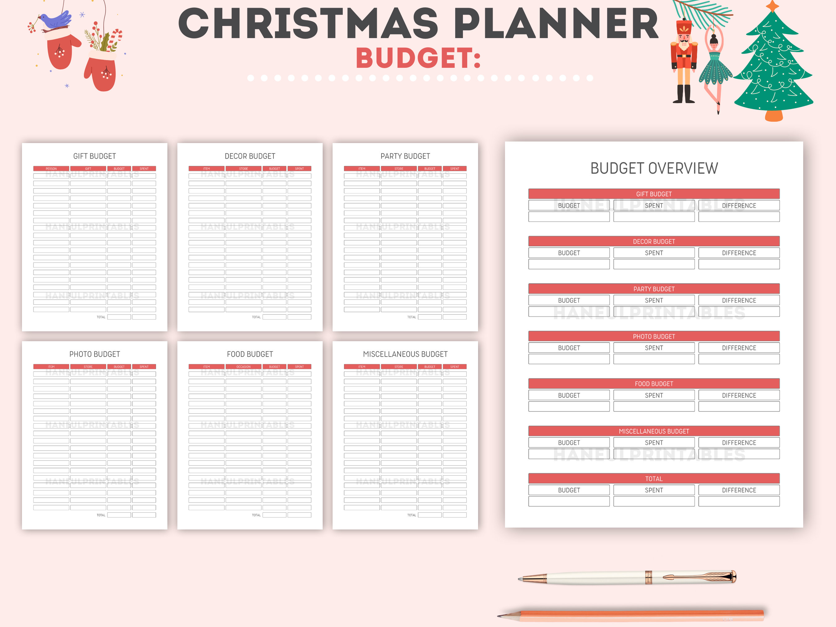 Printable Christmas Plannergift Budget Plannerholiday Plannerchristmas ...