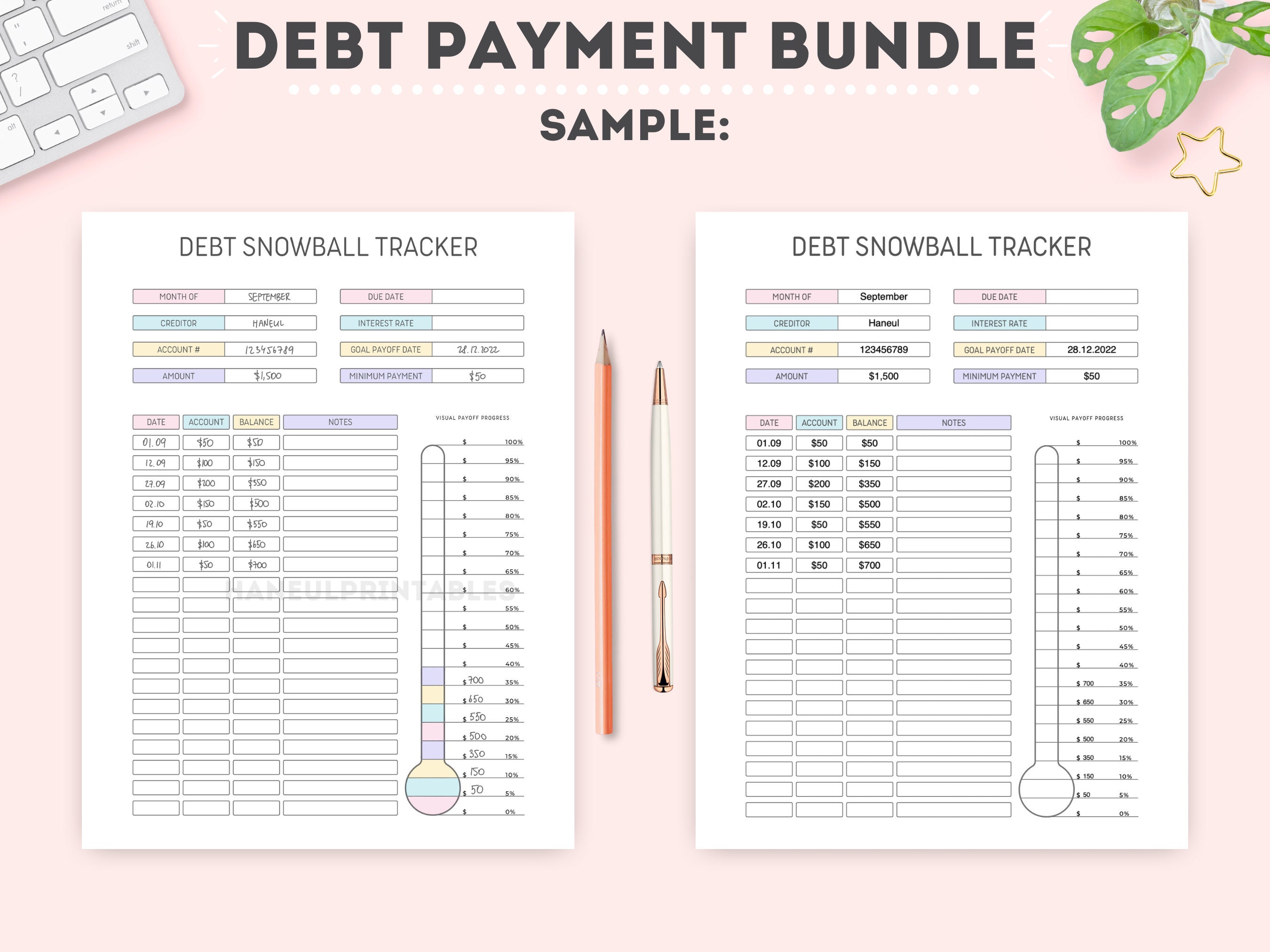Editable Debt Payment Tracker Bundle|printable Debt Payoff Tracker|debt ...