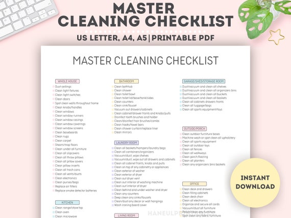 Master Cleaning Checklist Cleaning Checklist Printable 48 Off
