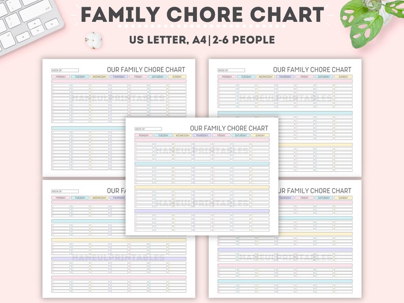 Editable Family Chore Chart: Weekly Cleaning Schedule (PDF) - Etsy