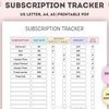 Subscription Tracker Printable PDF, Track Your Monthly Subscriptions, Printable Subscription ...
