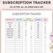 Subscription Tracker Printable PDF, Track Your Monthly Subscriptions, Printable Subscription ...