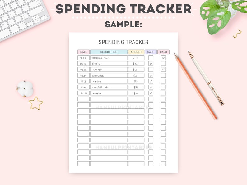 Editable Spending Tracker|printable Expense Tracker|purchase Log ...