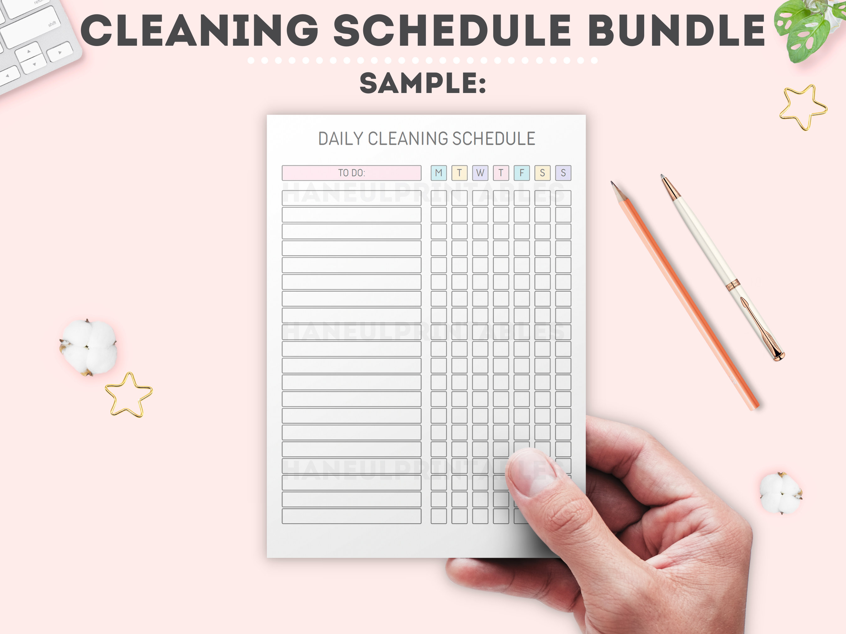 Editable Cleaning Schedule Bundle, Printable, Weekly, Monthly, Yearly ...