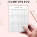 Editable Inventory Logprintable Inventory Trackerinventory ...