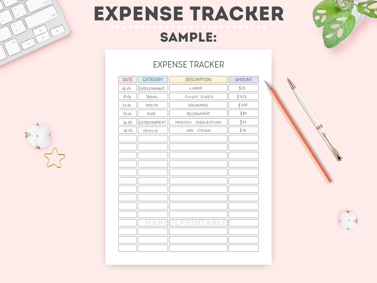 Editable Expense Tracker|printable Spending Tracker|purchase Log ...
