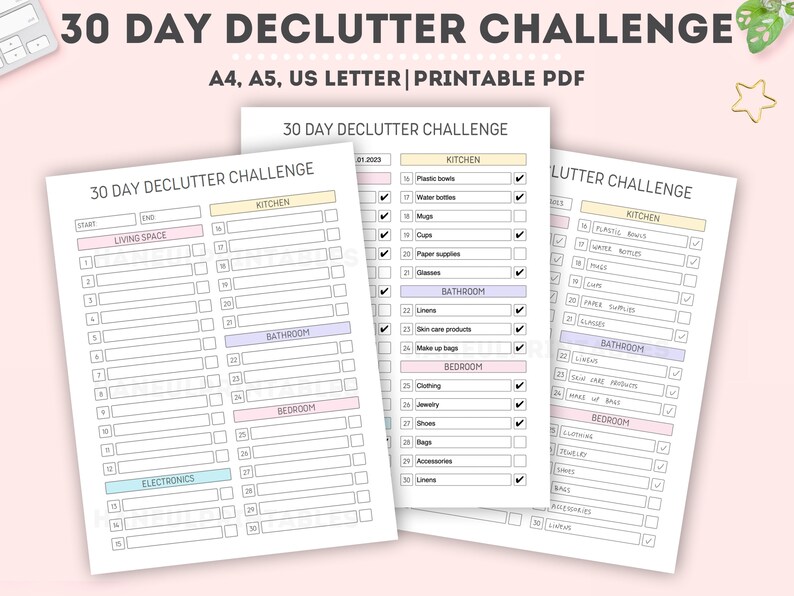 Editable 30 Day Declutter Challenge|printable Declutter Challenge ...