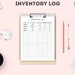 Editable Inventory Logprintable Inventory Trackerinventory - Etsy