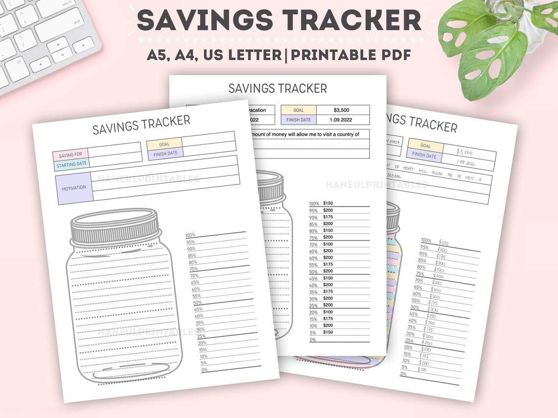 Editable Mason Jar Savings Trackereditable Savings Logmoney - Etsy