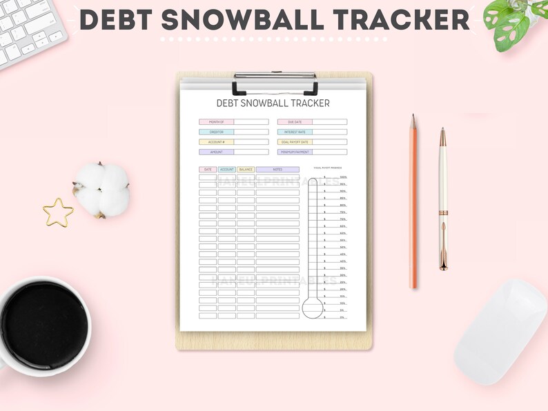 Editable Debt Snowball Trackerprintable Debt Progress - Etsy