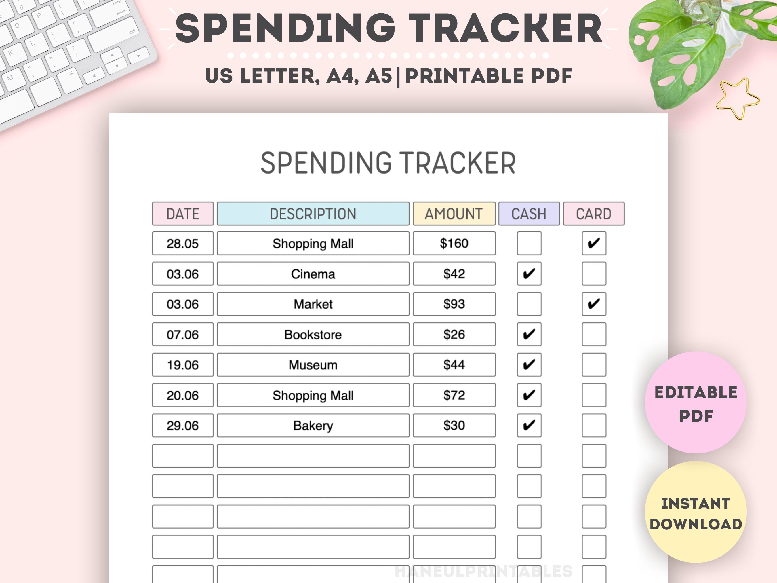 Editable Spending Tracker|printable Expense Tracker|purchase Log ...